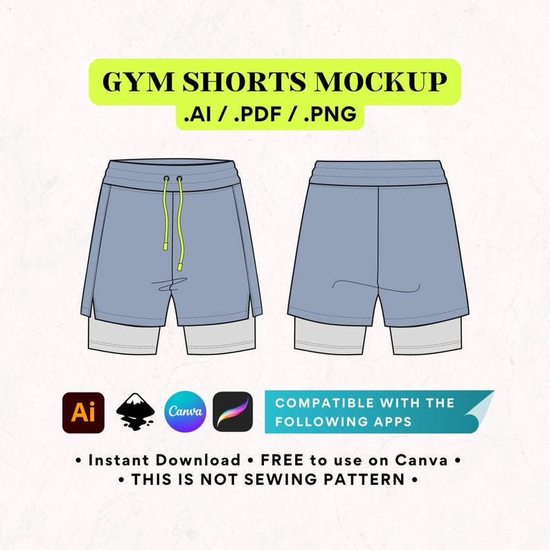 Men Gym Shorts Mockup Canva Template, Performance Shorts Tech Pack ...