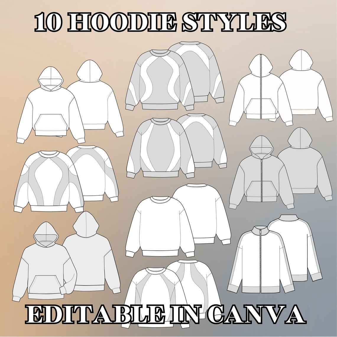 Tracksuit Mockup Pack, Streetwear Fashion Vector Bundle, Fashion Design ...