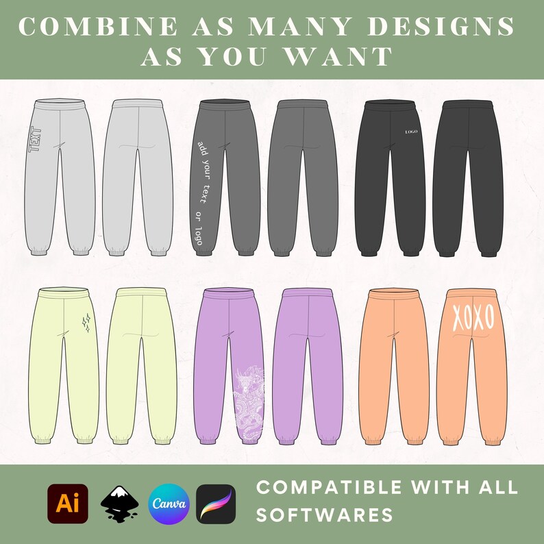 Sweatpants Tech Drawing Vector Jogger, Streetwear Custom Clothing ...