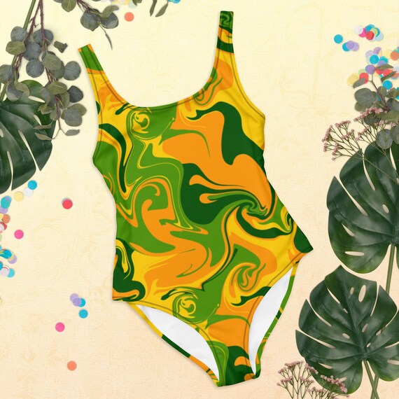 One-piece Swimsuit Colorful Bathing Suit Summer Suit Vibes - Etsy