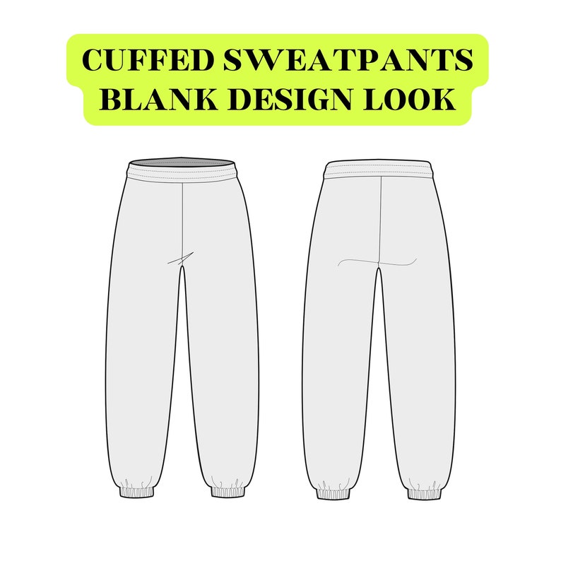 Streetwear SET Flare Cuff Sweatpants Canva Template, Mockup Vector ...