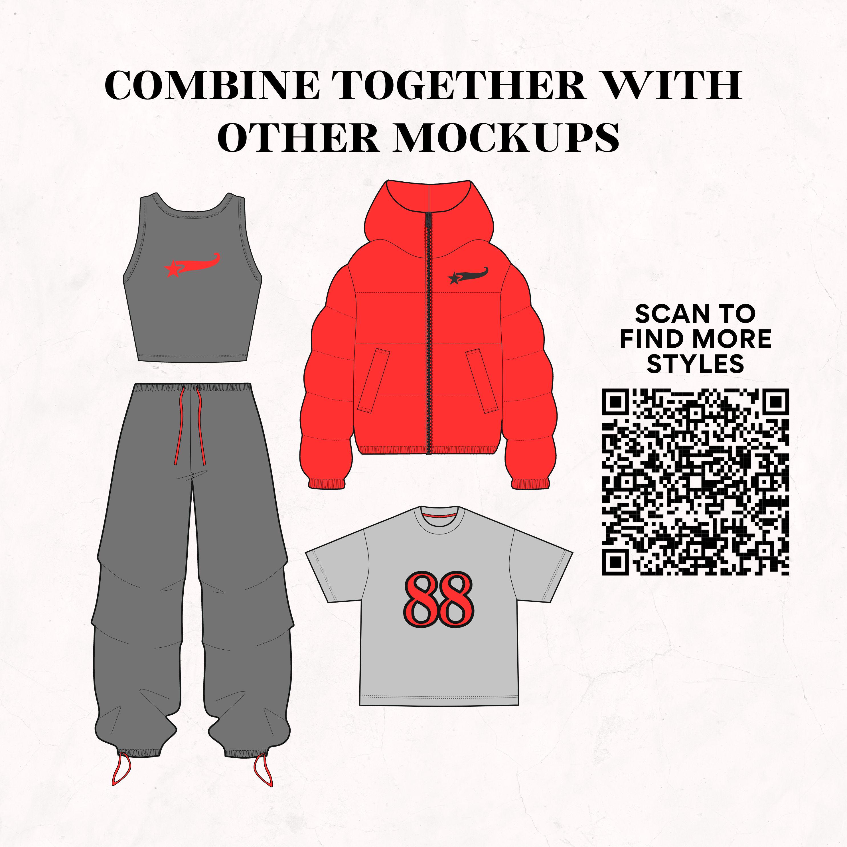 Puffer Jacket Canva Template, Streetwear Vector Mockup, Windbreaker ...