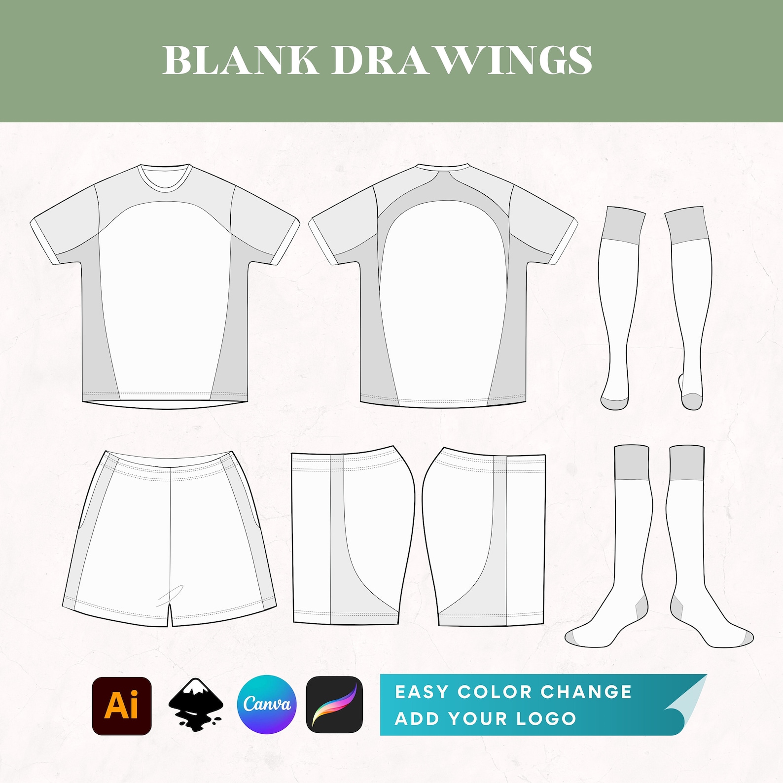 Soccer Uniform Bundle DIY Canva Mockup Football Set Mockup Vector ...