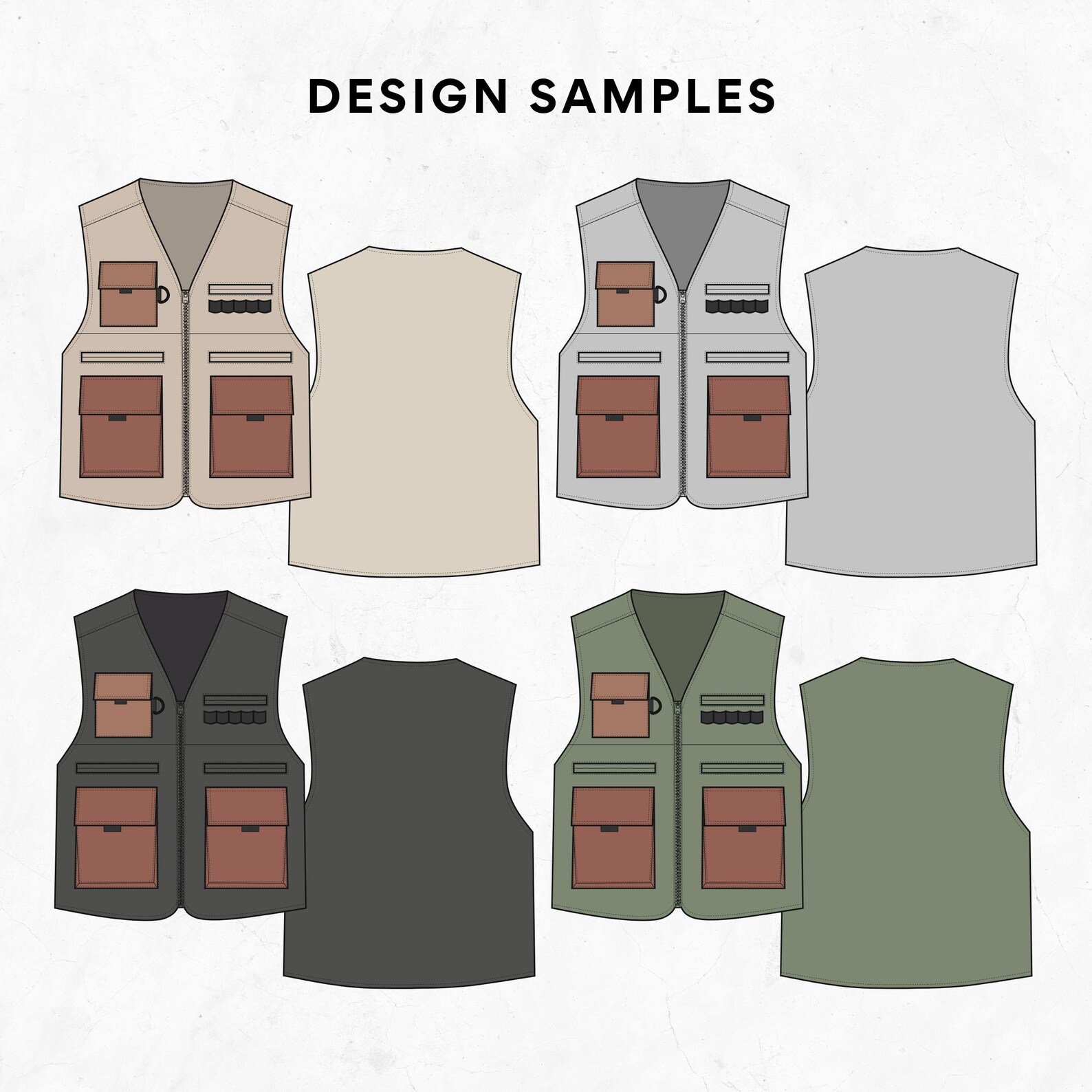 Utility Vest Canva Template, Cargo Vest Vector Illustrator Mockup ...