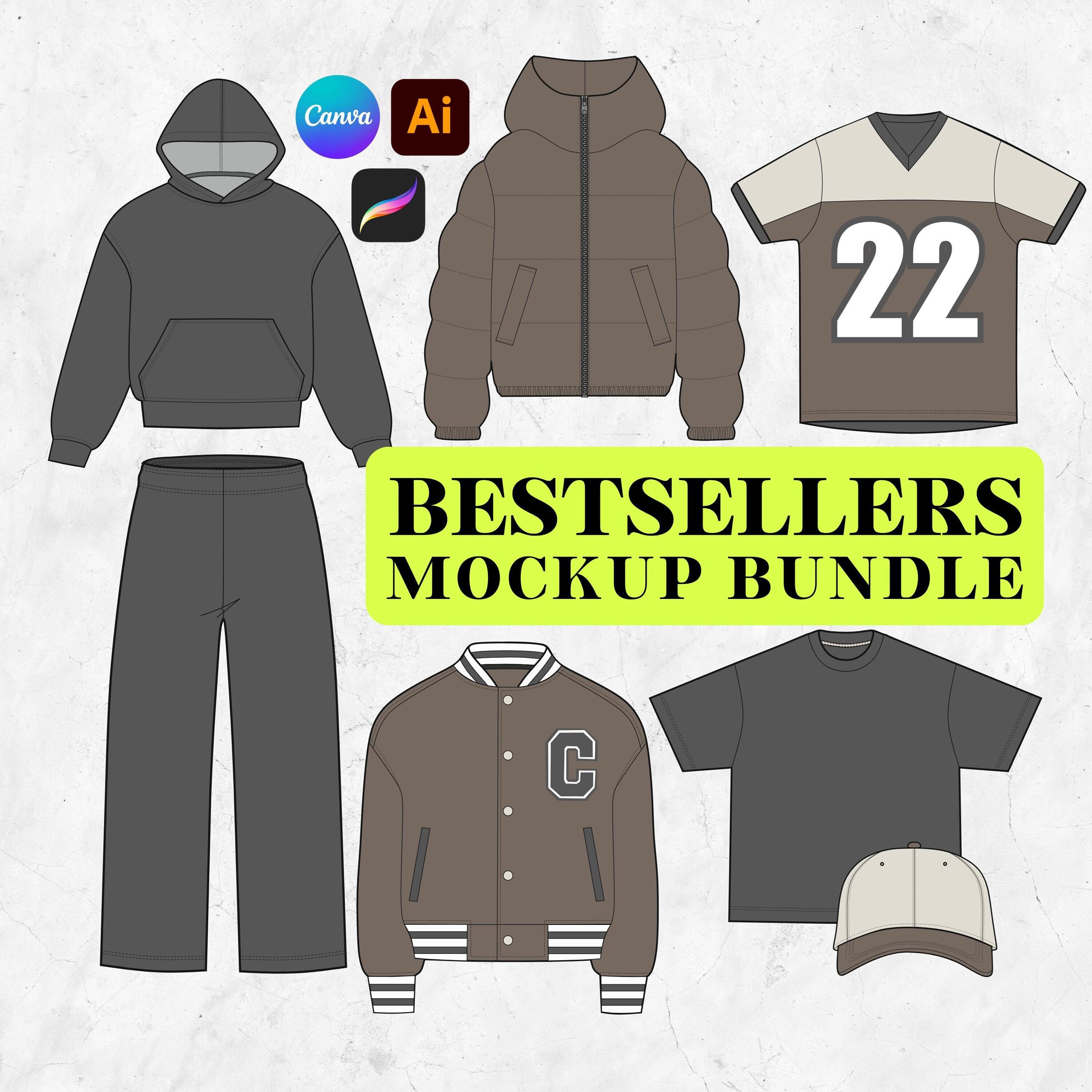 Streetwear Mockup Set Canva Editable, Fashion Vector Bundle , Editable ...