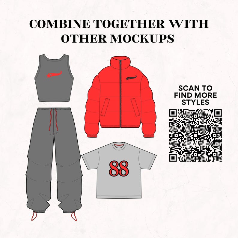 Puffer Jacket Canva Template, Streetwear Vector Mockup, Windbreaker ...