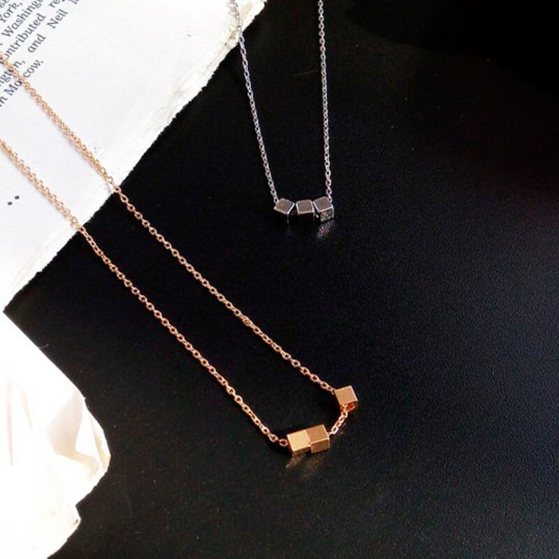 Gold Cube Necklace - Etsy