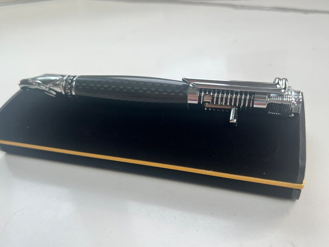 Carbon Fiber Motorcycle Kick Chrome Pen * V Twin Pen * Biker Rider Pen ...