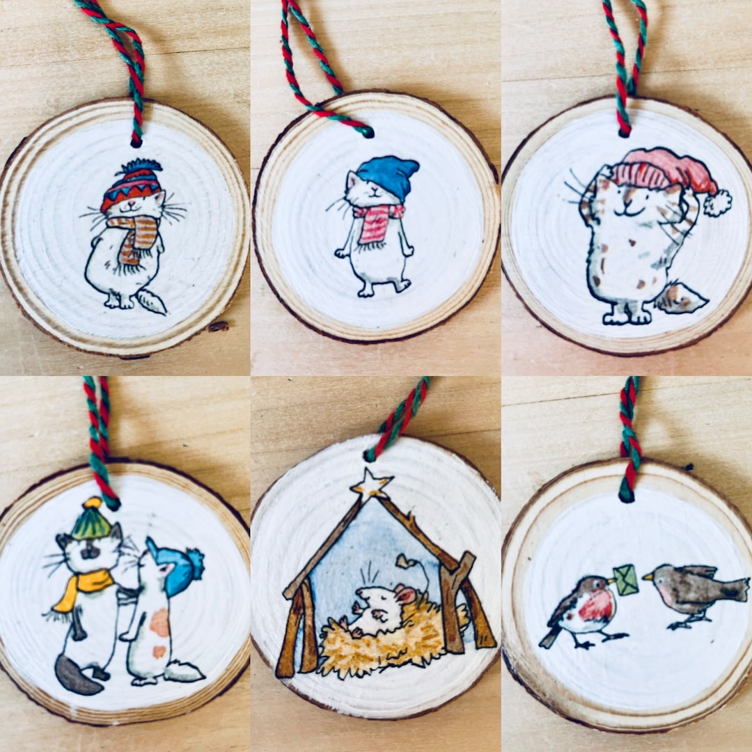 Wooden Disc Christmas Tree Decoration - Etsy UK