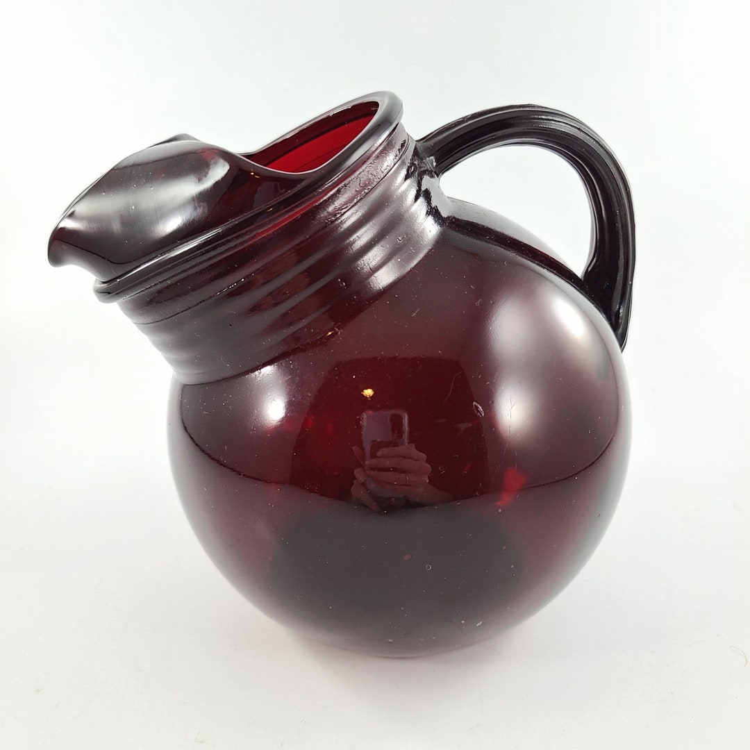 Vintage Anchor Hocking Ruby Glass Tilt Pitcher / 1950's Cranberry Glass ...