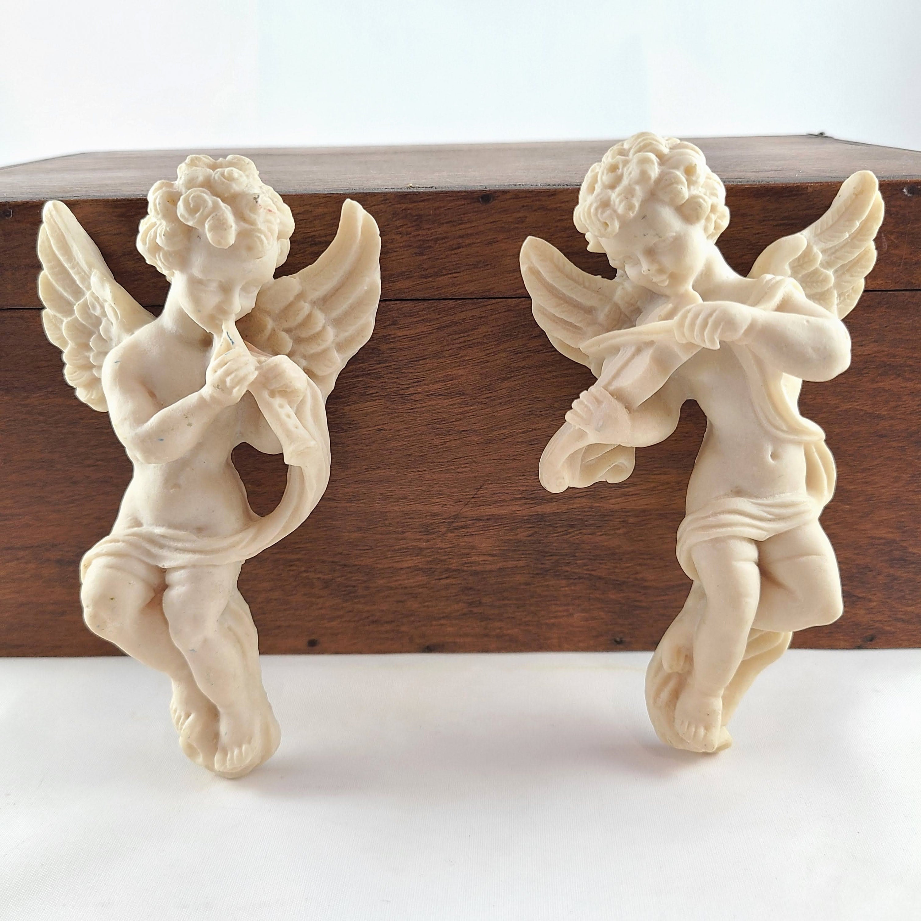 Solid Brass Cherub Mid Century Angel Bookends Pan Baroque Rocco Statues ...
