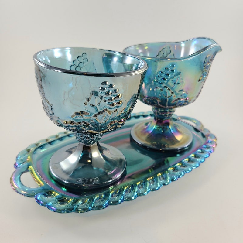 Blue Carnival Glass - Etsy