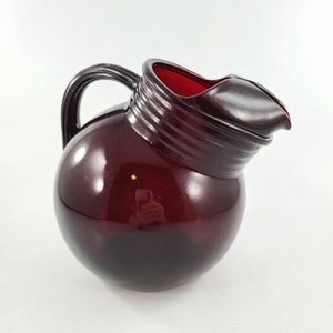 Vintage Anchor Hocking Ruby Glass Tilt Pitcher / 1950's Cranberry Glass ...