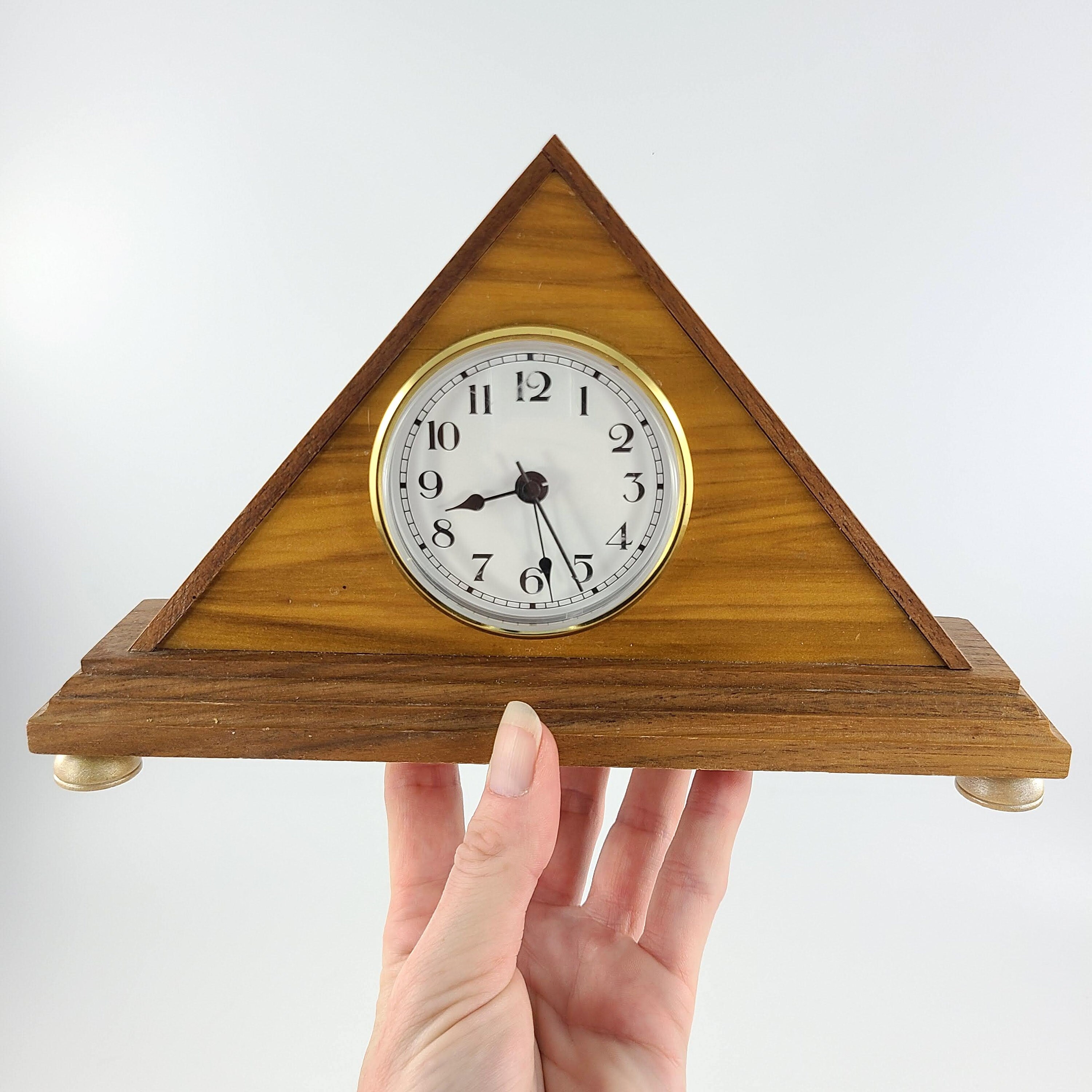 Triangle Shape Wood Desk Clock / Vintage Handcrafted Triangle | Etsy