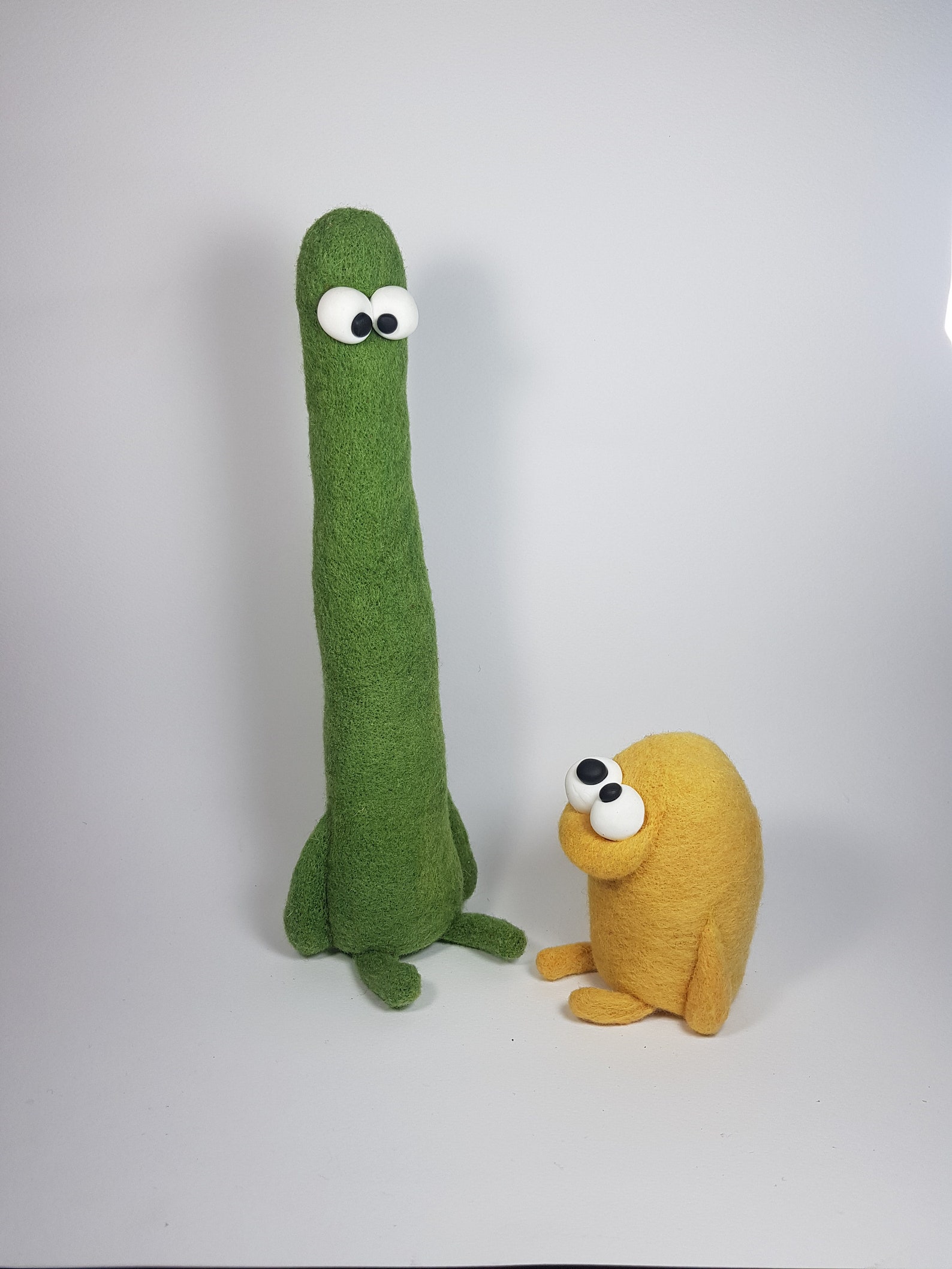 Felted Long Monster With Short Monster Friend, Room Decoration - Etsy