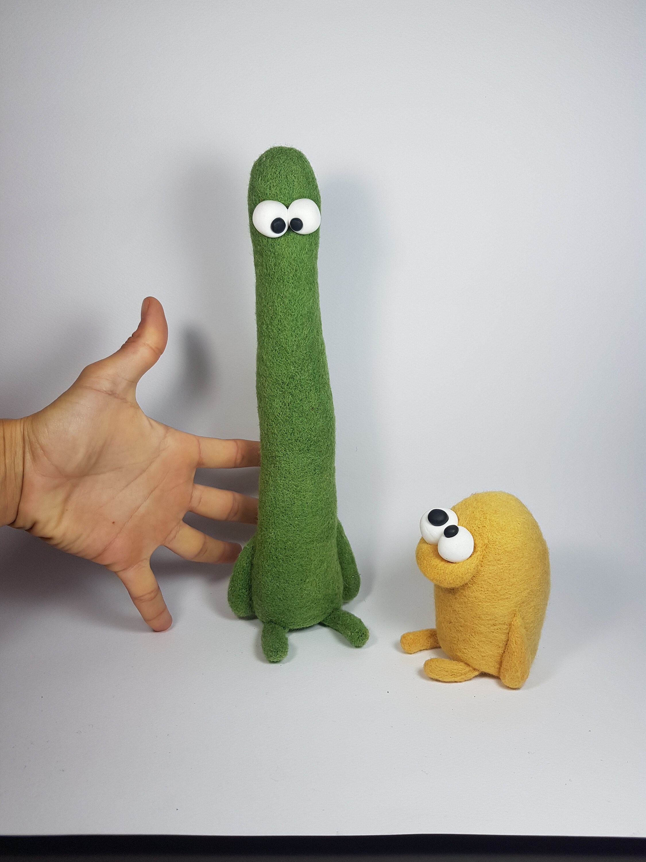 Felted Long Monster With Short Monster Friend, Room Decoration - Etsy