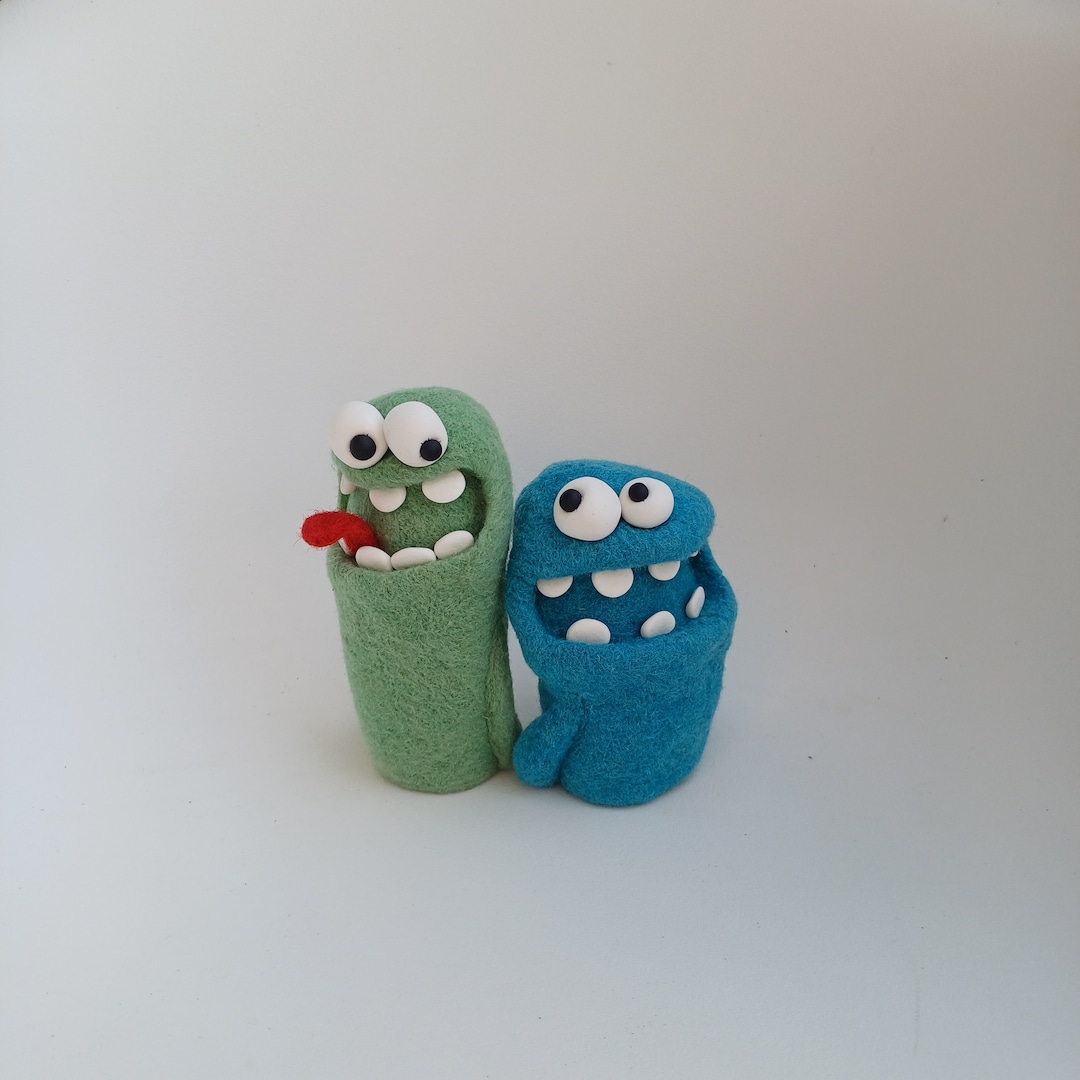 Needle Felted Monster Figurines, Wool Friends Gift, Whimsical Shelf ...