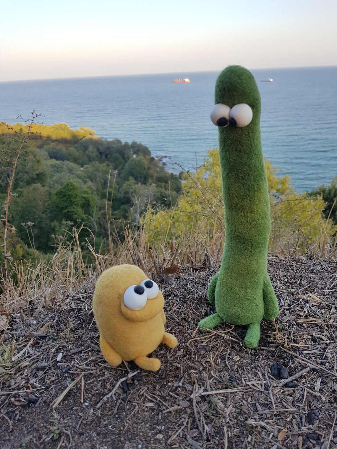 Felted Long Monster With Short Monster Friend, Room Decoration - Etsy