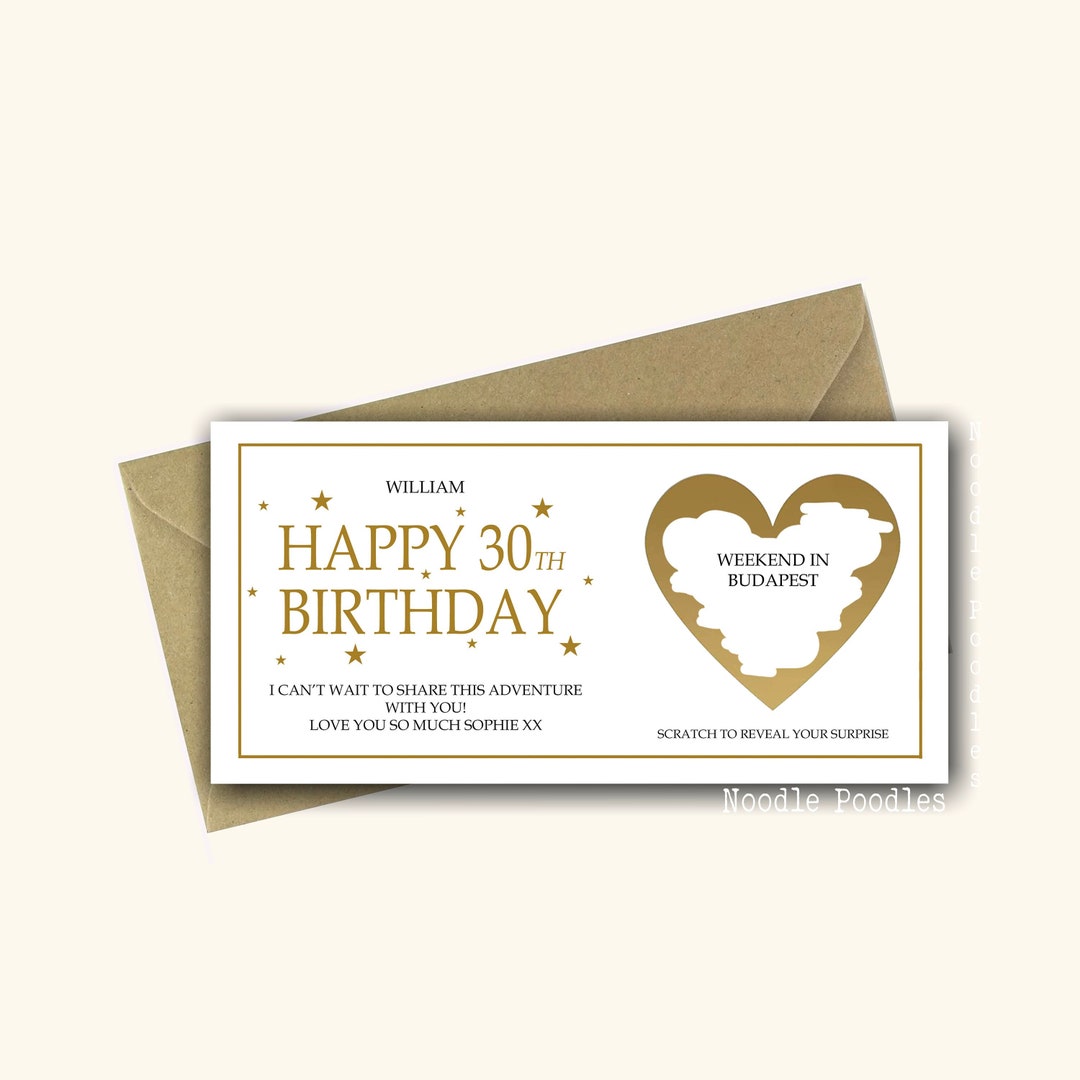 Personalised Birthday Scratch Card Gift Voucher | Special Birthday Gold ...