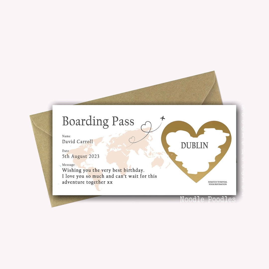 Personalised Scratch Reveal Boarding Pass Scratch off Surprise Boarding ...