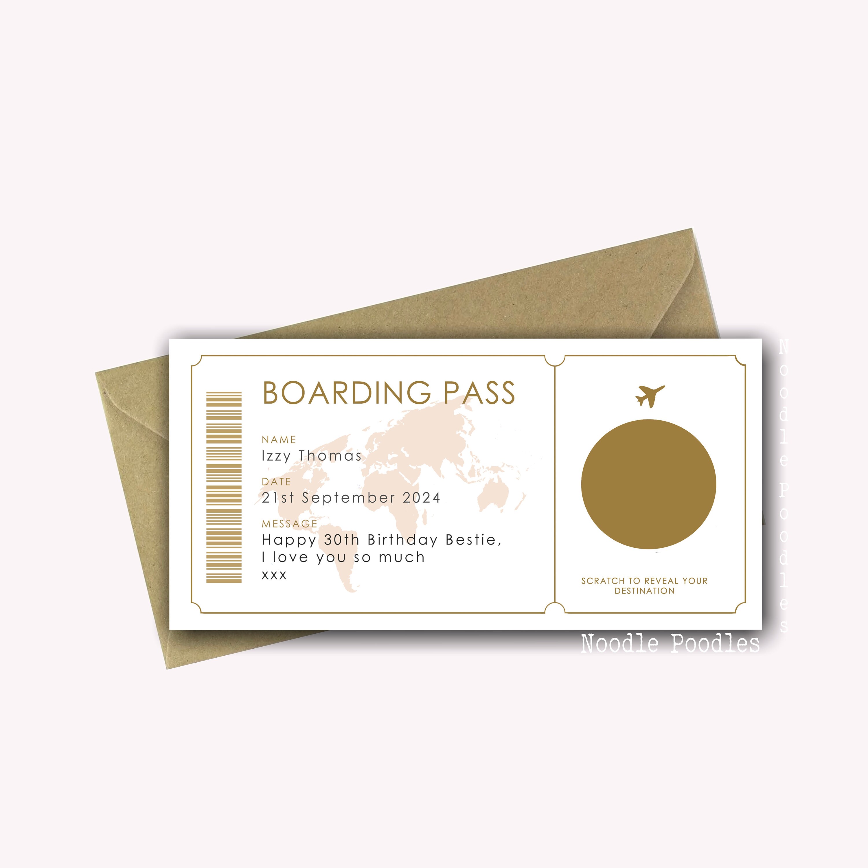 Personalised Scratch Reveal Boarding Pass | Scratch off Surprise ...