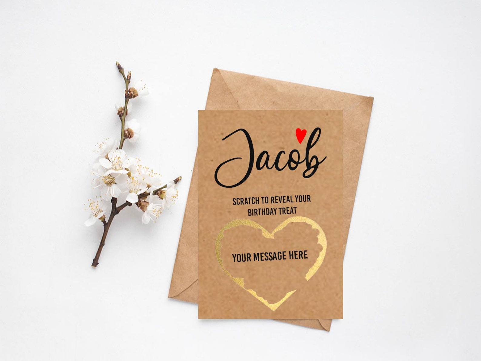 Scratch to Reveal Kraft Card | Custom Made Scratch off Personalised ...