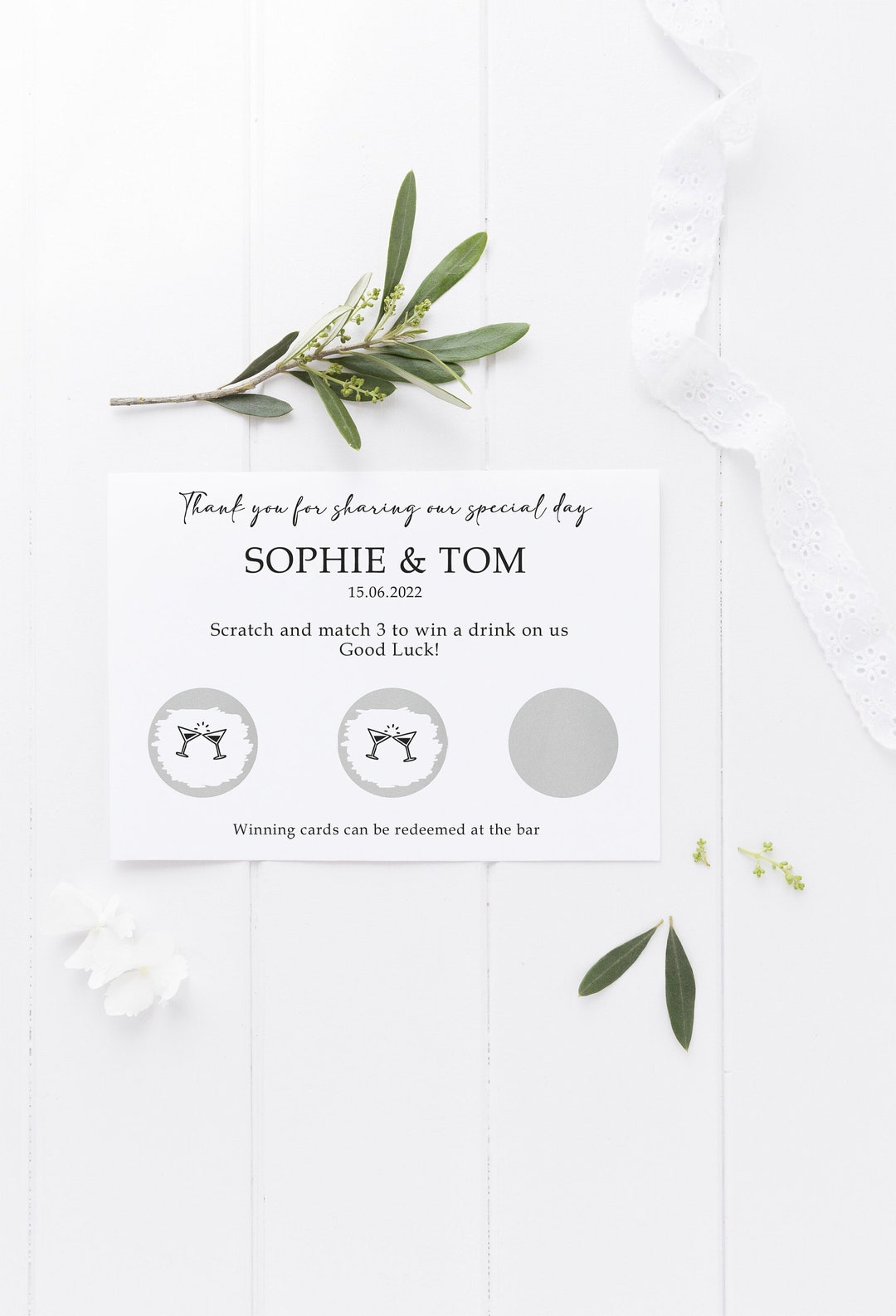 Personalised Wedding Scratch to Win Cards | Wedding Favours | Drinks ...