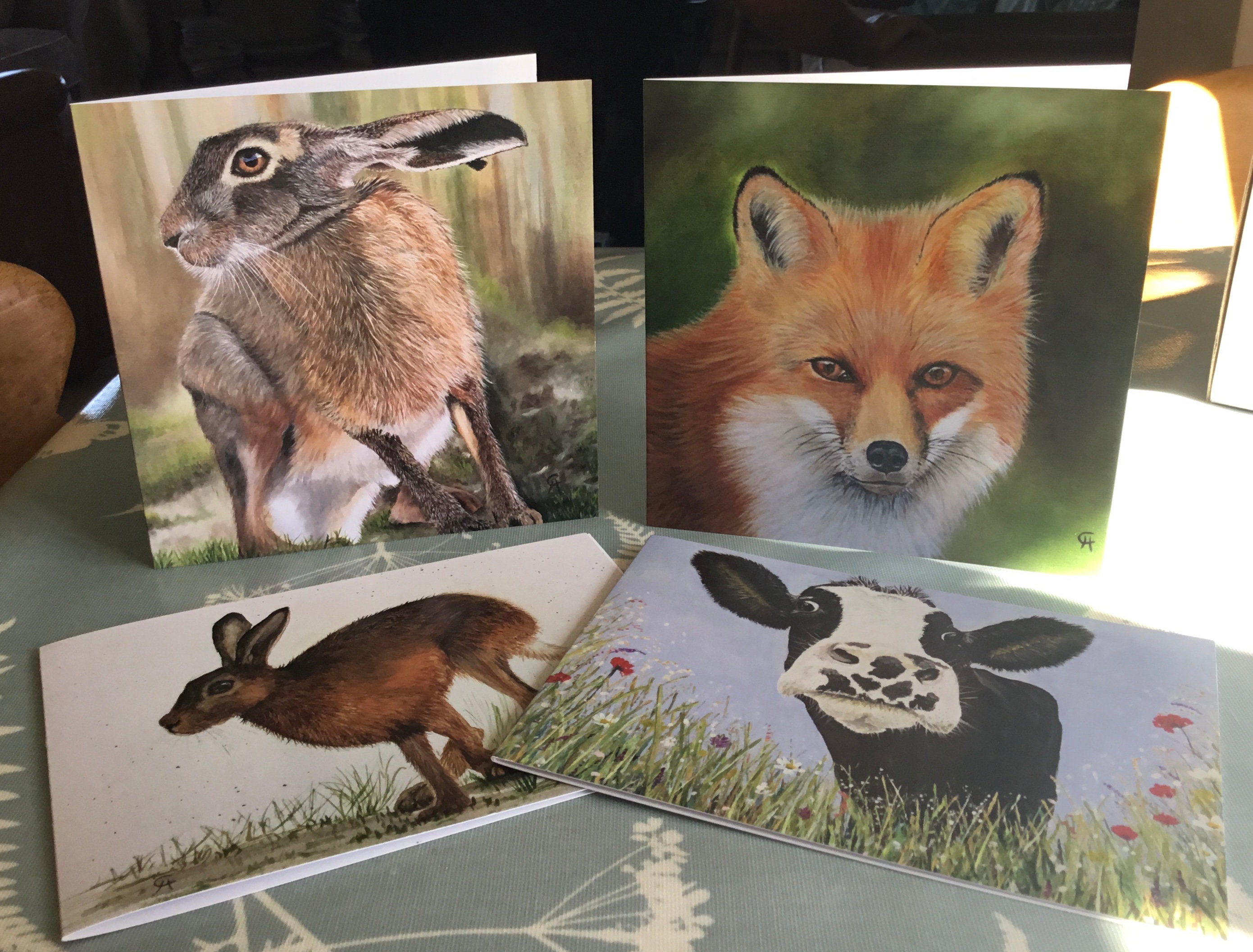 Cuatro tarjetas de animales | Etsy