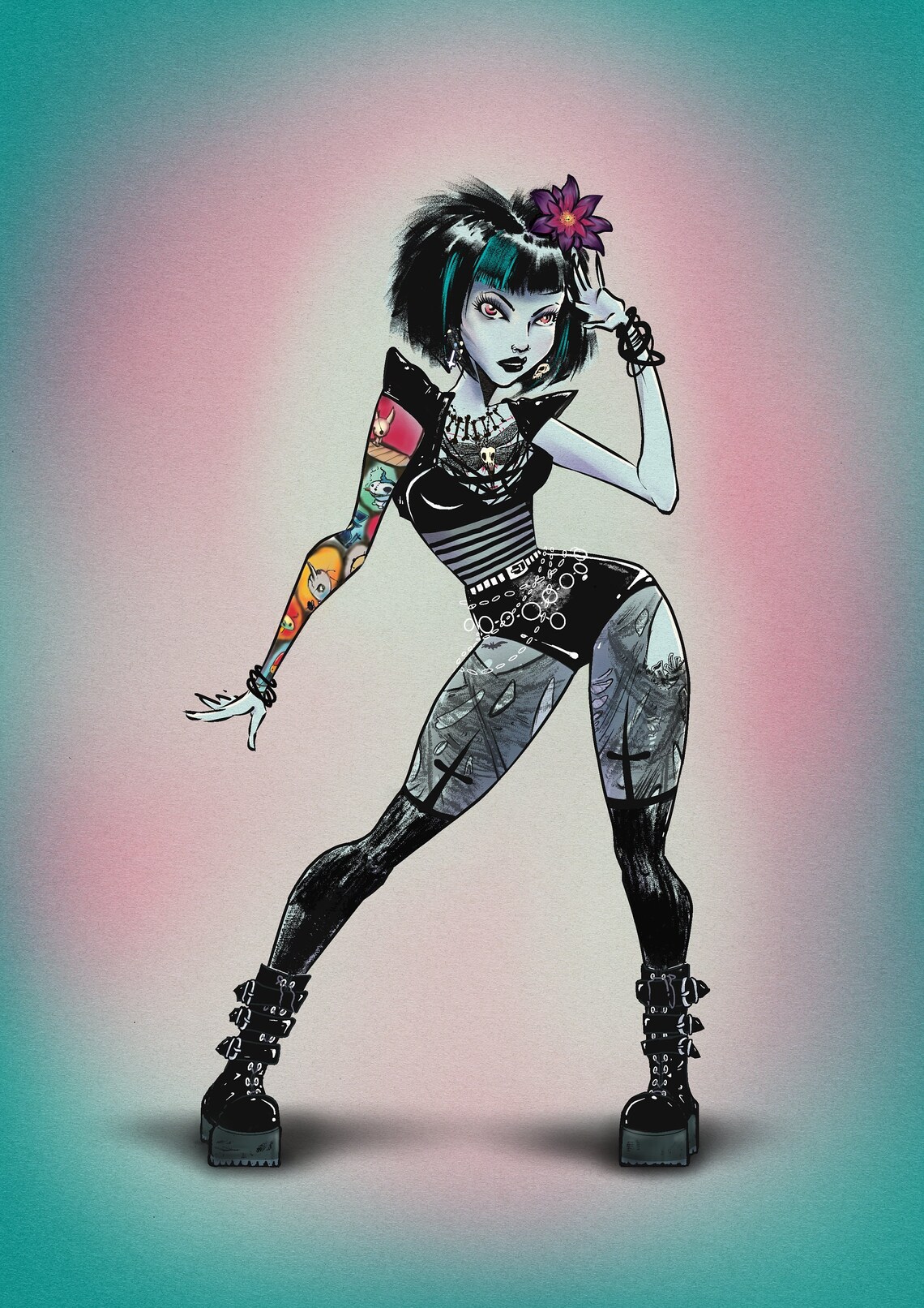 Reka-gothgirl-pinup-cartoon-comic-pinup Girl- Goth- Gothic -tattoos ...