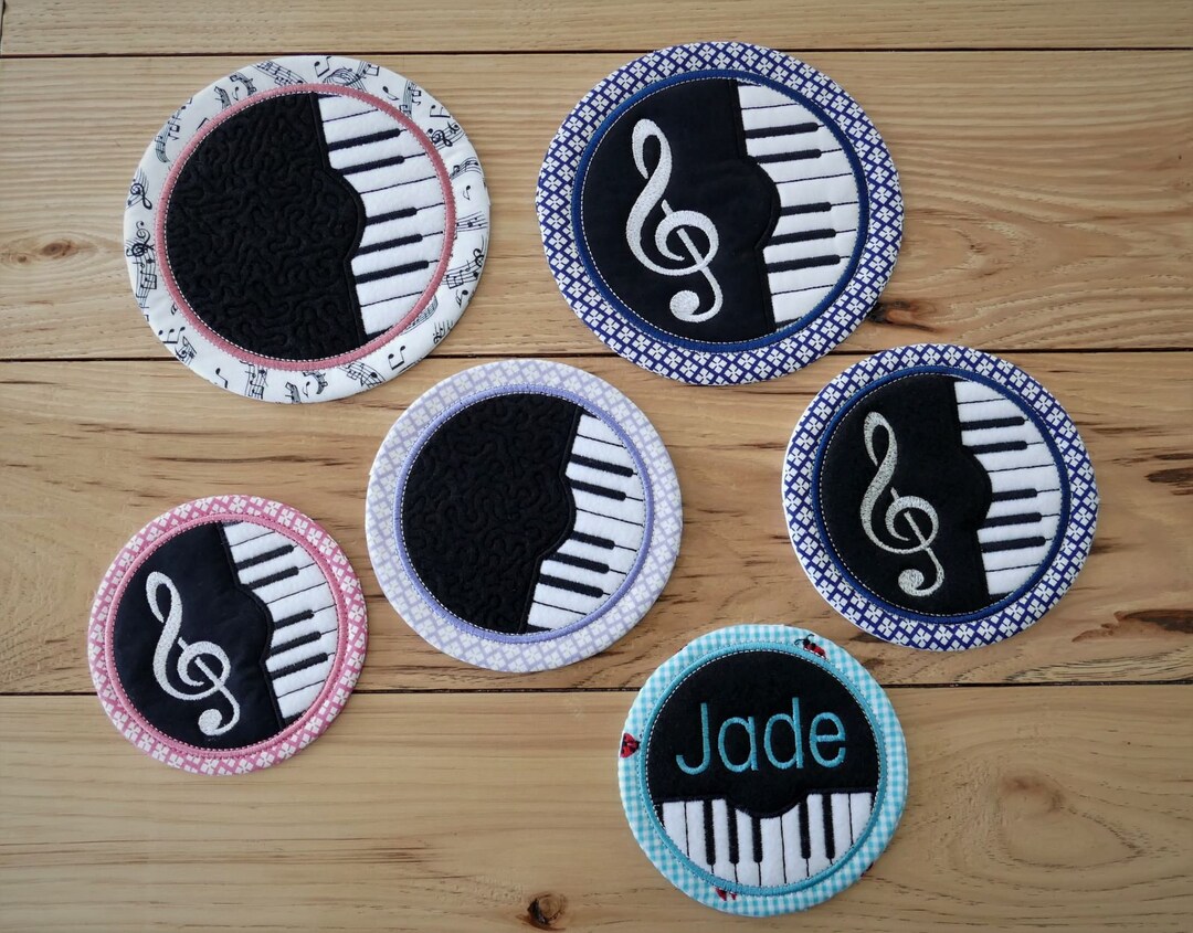 DIY-DIGITAL FILE - Piano Keys Round Mug Rug Coasters With Appliqué and ...