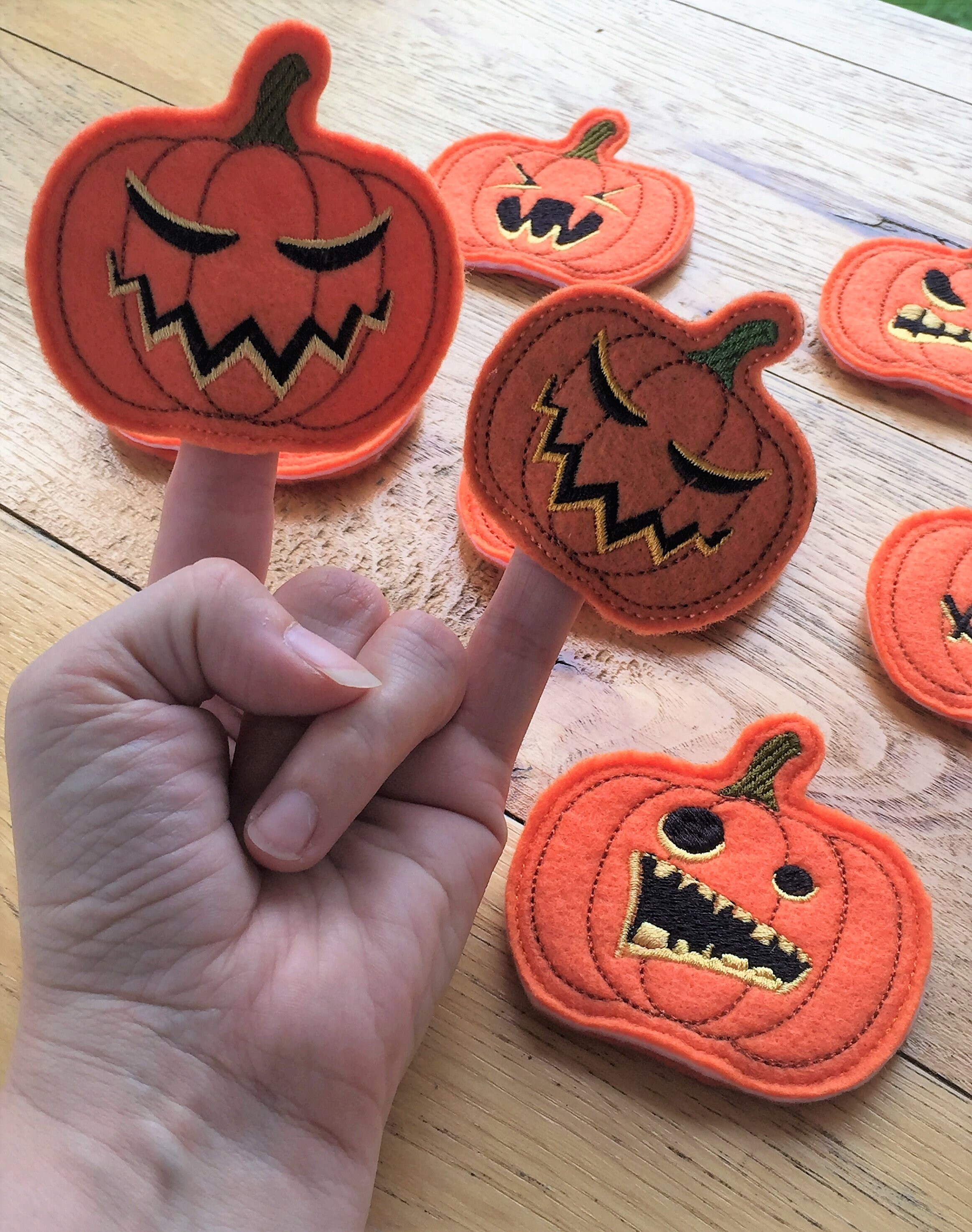 DIY-DIGITAL File Pumpkin Finger puppets done In the hoop | Etsy