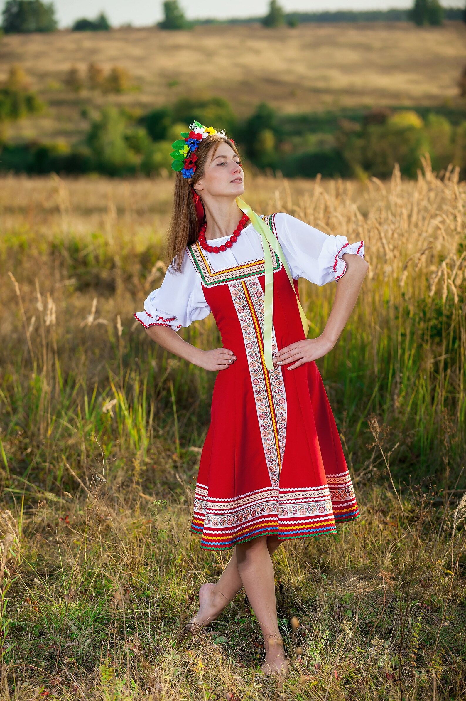 Vestido rojo ruso mujer sarafan traje de baile ruso ropa | Etsy