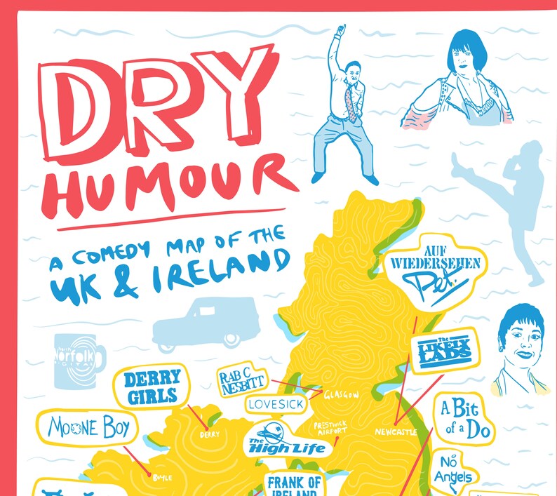 DRY HUMOUR - A Comedy Map of the UK and Ireland - Etsy UK