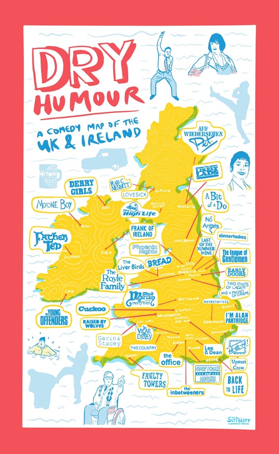 DRY HUMOUR A Comedy Map of the UK and Ireland - Etsy UK