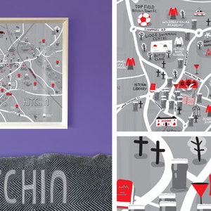 Illustrated Map of Hitchin Print | Etsy