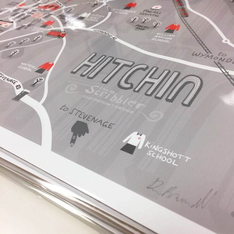 Illustrated Map of Hitchin Print - Etsy