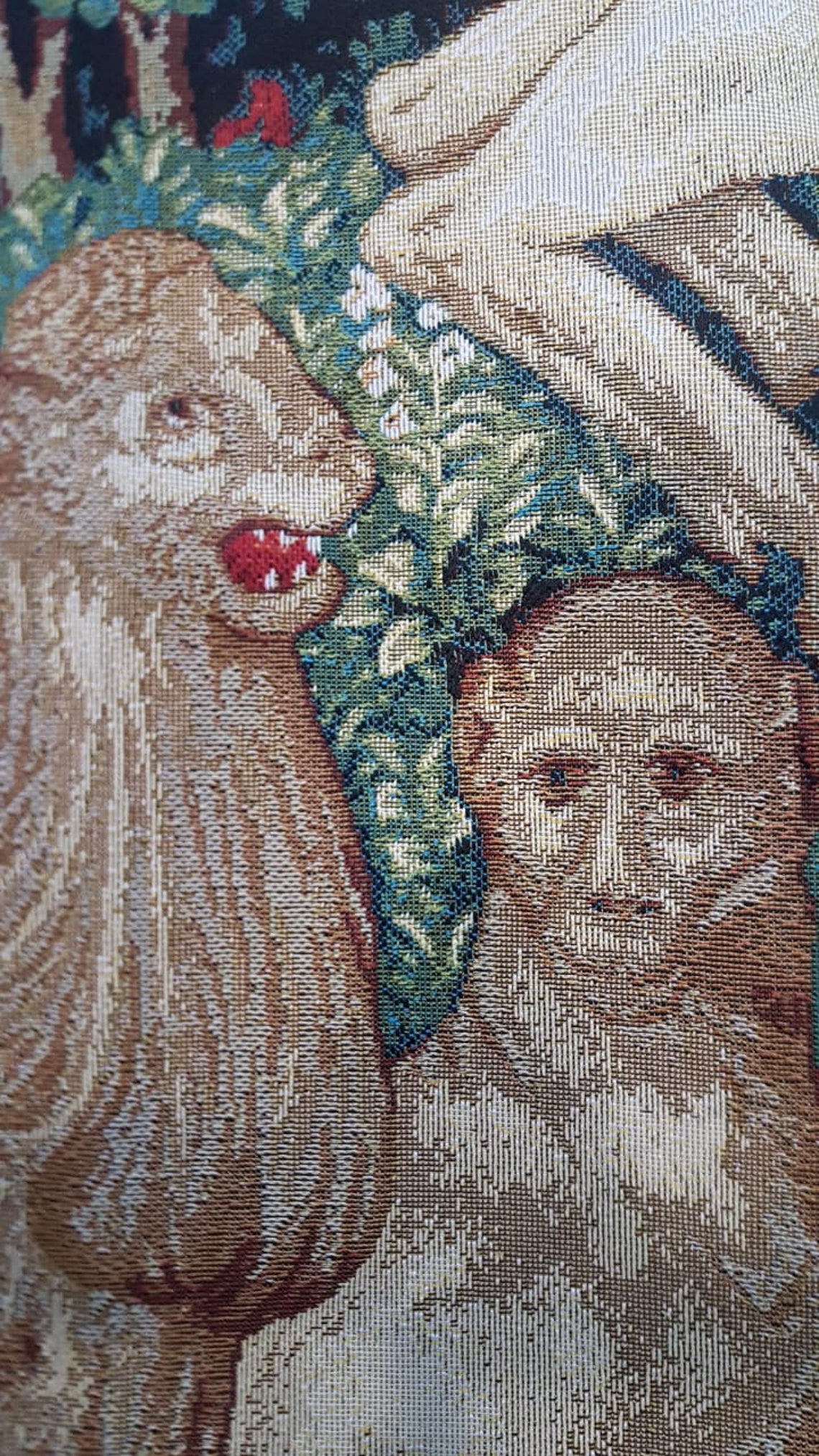 Unicorn at the Fountain Unfinished Tapestry Fabric for Framing or ...