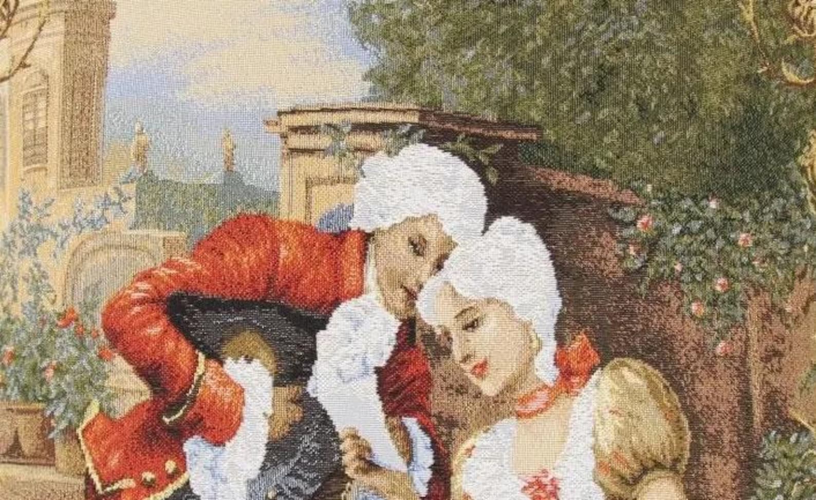 Boucher Style Couple Tapestry Wall Hanging Lesson of Eloquence ...