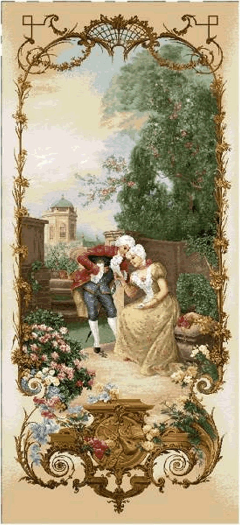 Boucher Style Couple Tapestry Wall Hanging Lesson of Eloquence ...