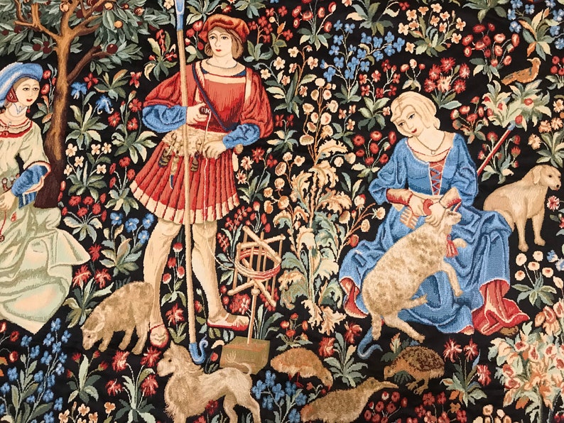 Medieval Shearing Mille Fleur Large Tapestry Wall Hanging - Etsy