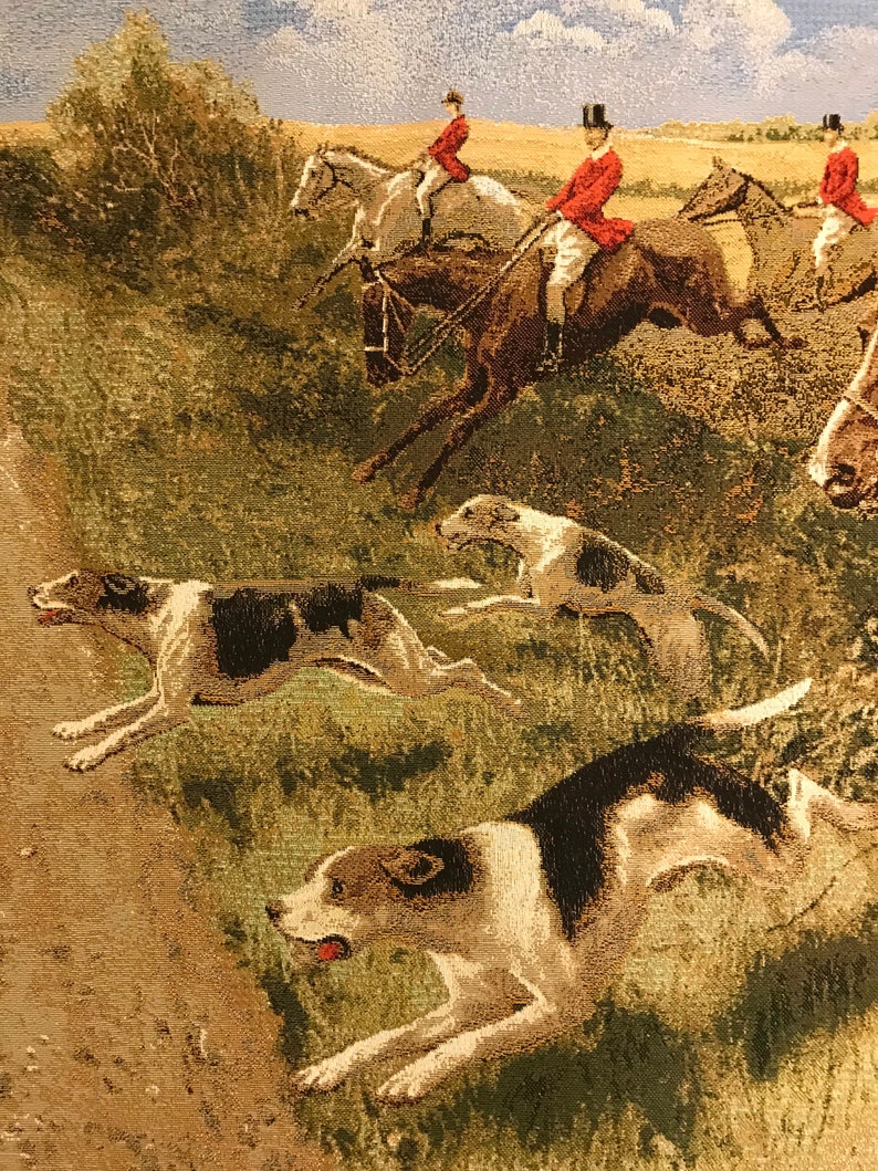 Tapestry Wall Hanging English Hunt Hunting Scene With Horses & | Etsy