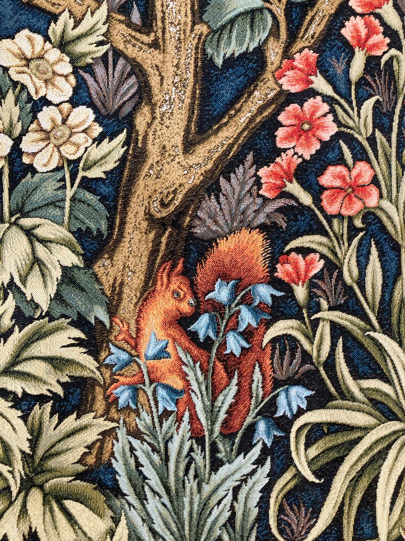 William Morris Art Unfinished Tapestry Forest Creatures Medieval Woods ...