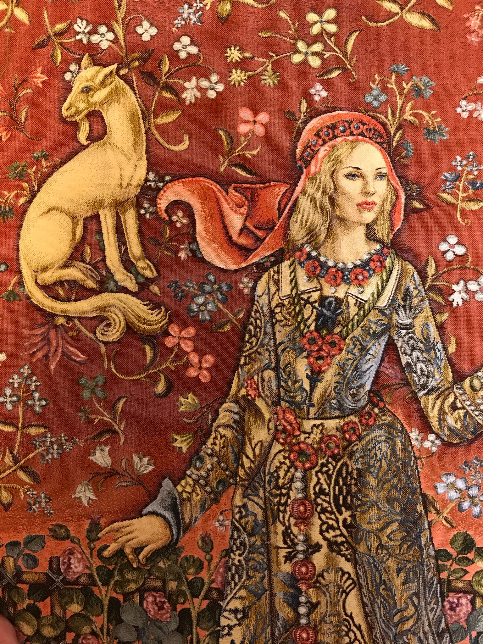 Lady With a Bird Dame a L'oiseau Medieval Style Tapestry Wall Hanging ...