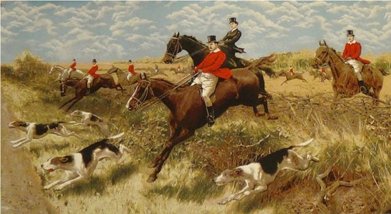 Tapestry Wall Hanging English Hunt Hunting Scene With Horses & | Etsy