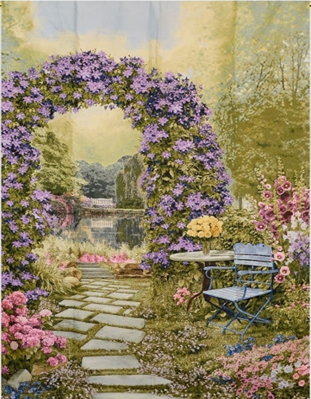 Lilac Garden Floral Archway Arch Flowers View Large Tapestry | Etsy