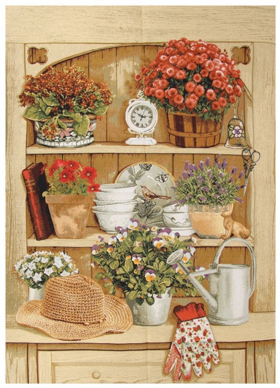 Interior Art Tapestry Wall Hanging Country Sideboard Flowers Floral ...