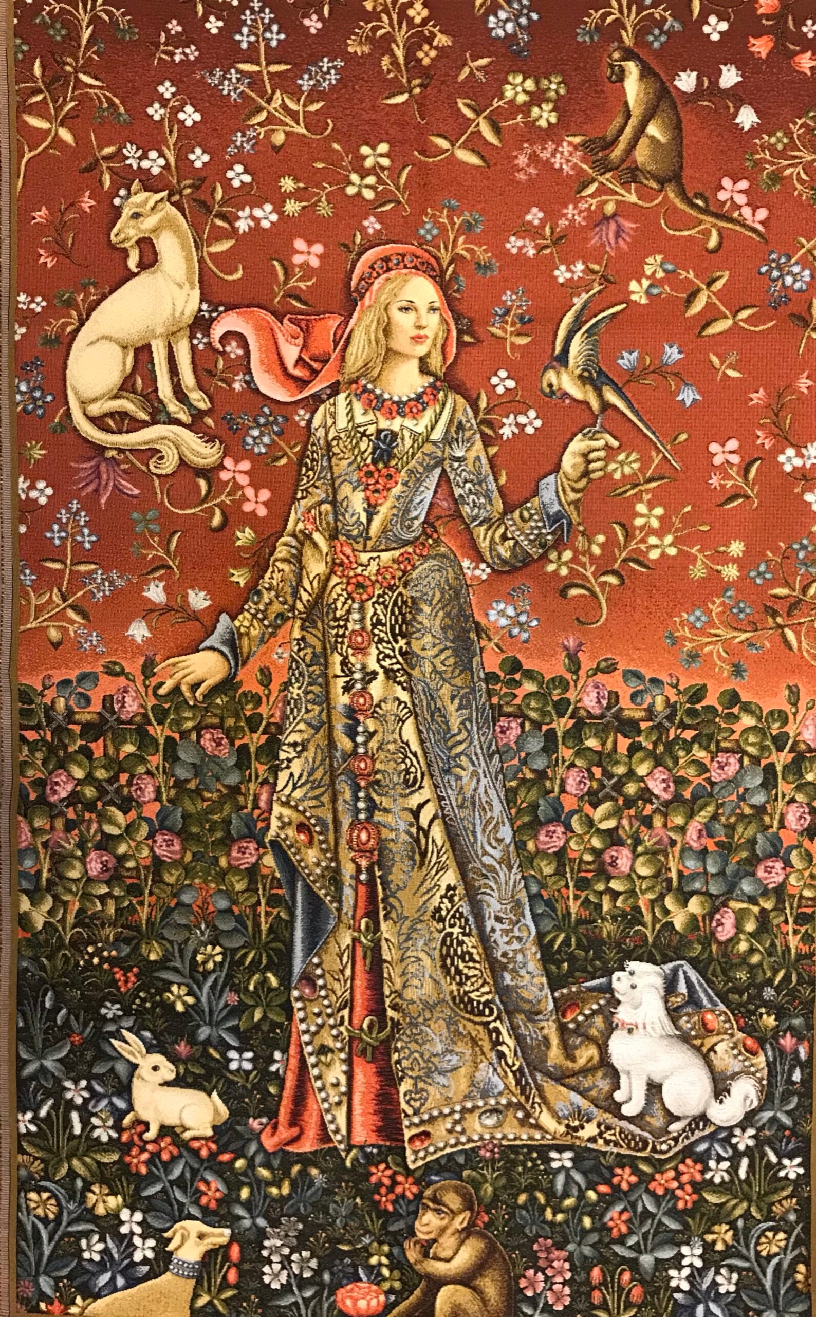 Lady With a Bird Dame a L'oiseau Medieval Style Tapestry Wall Hanging ...