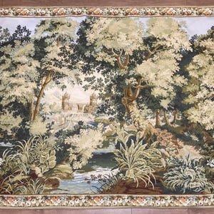 Verdure of Forest Large Tapestry Wall Hanging Castle Scene Vintage ...