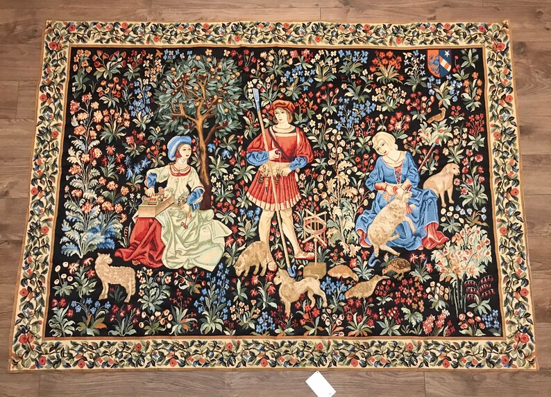 Medieval Shearing Mille Fleur Large Tapestry Wall Hanging - Etsy