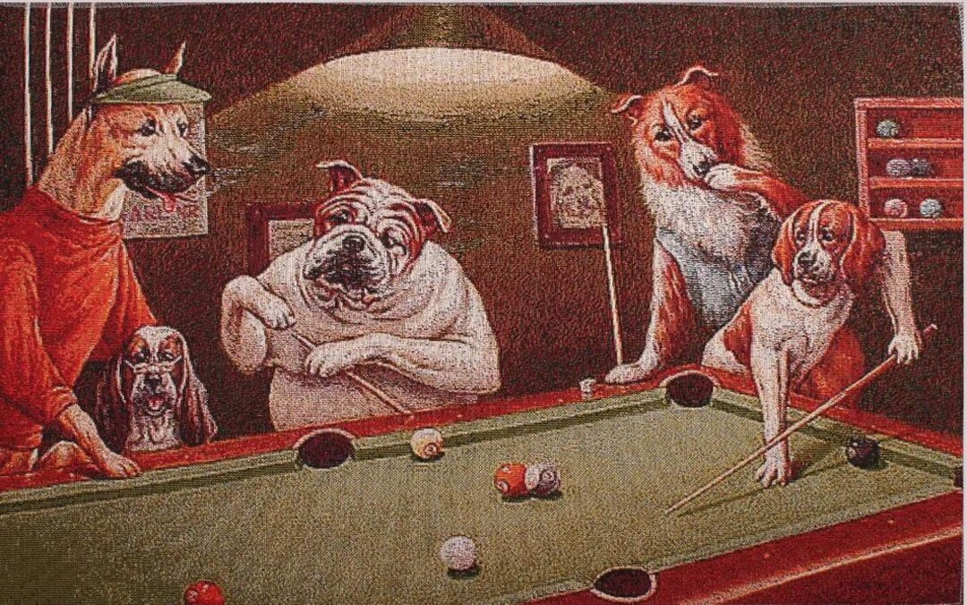 Wall Tapestry Dogs Playing Pool II Billiard Coolidge NOT PRINT Wall Art ...